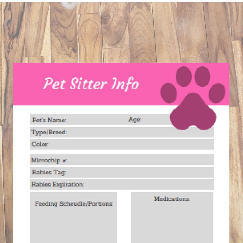 Pet Sitter Info Sheet Printable Pet Info Sheet Pet Sitter - Etsy Pet Sitter Info Sheet Printable Pet Info Sheet Pet Sitter - Etsy