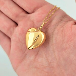 Vintage 1980s Handmade 14K Solid Yellow Gold Heart Shaped Pendant ...