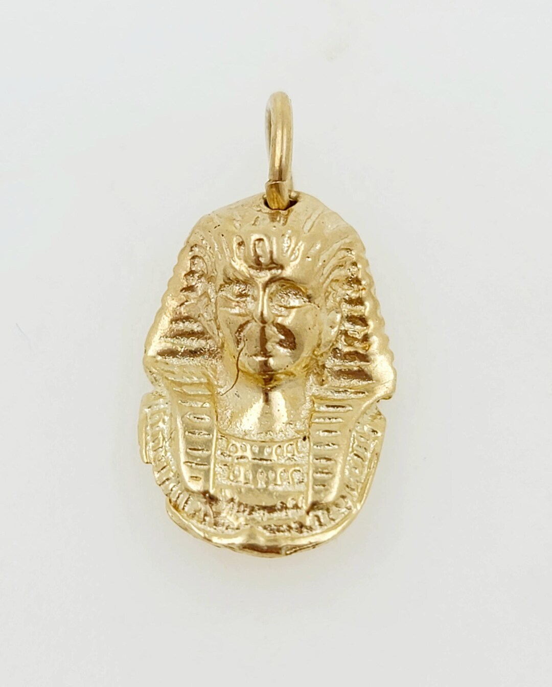 Vintage Handmade 14K Solid Yellow Gold Egyptian Pharaohs Head Necklace ...