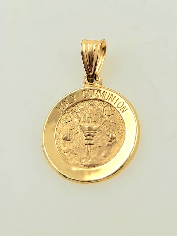 First Communion Holy Communion 14K Yellow Gold Medal… - Gem
