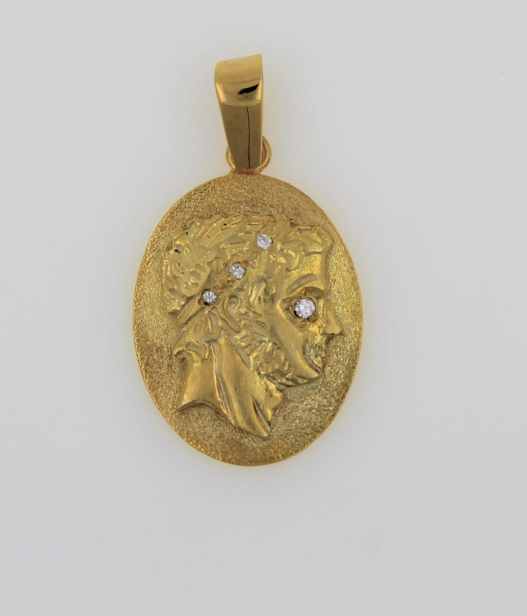 Vintage Handmade 14K Solid Yellow Gold Natural Diamonds Caesar Pendant ...