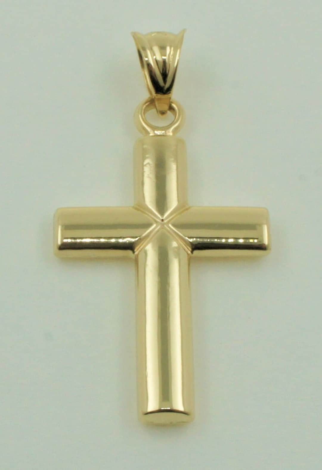 Beautiful Handmade 14K Solid Yellow Gold Religious Cross Pendant Plain ...