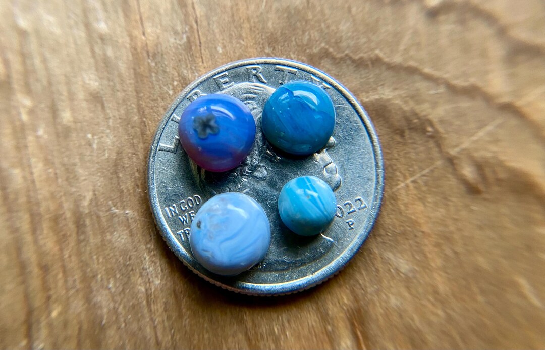 Lot of 4 Leland Blue Stone Cab Circle Cab Blue Cabochon Small Tiny ...
