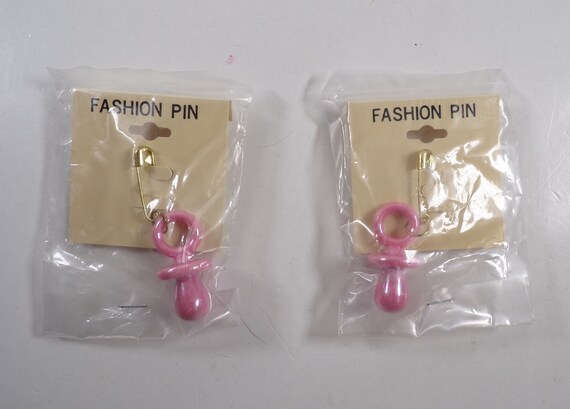 2 Baby Pink Binky Pacifier Metallic Plastic Fashion Brooch - Etsy