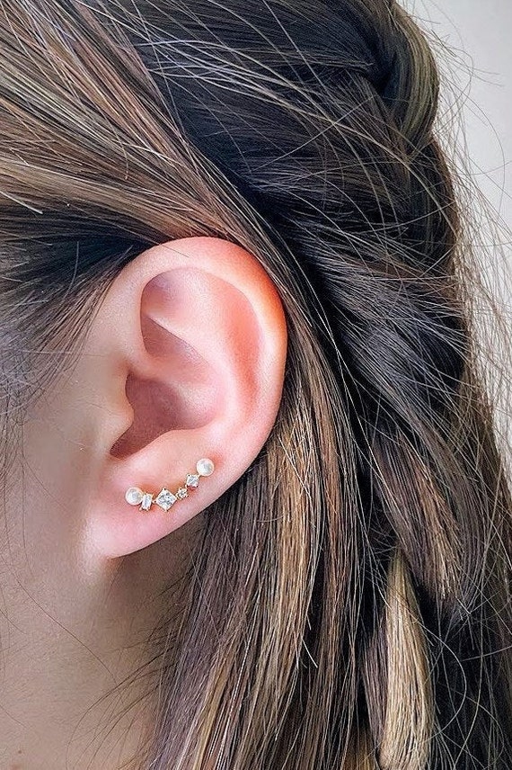 Minimalist Pearl Spring Bloom Ear Crawlers Pearl Spring | Etsy