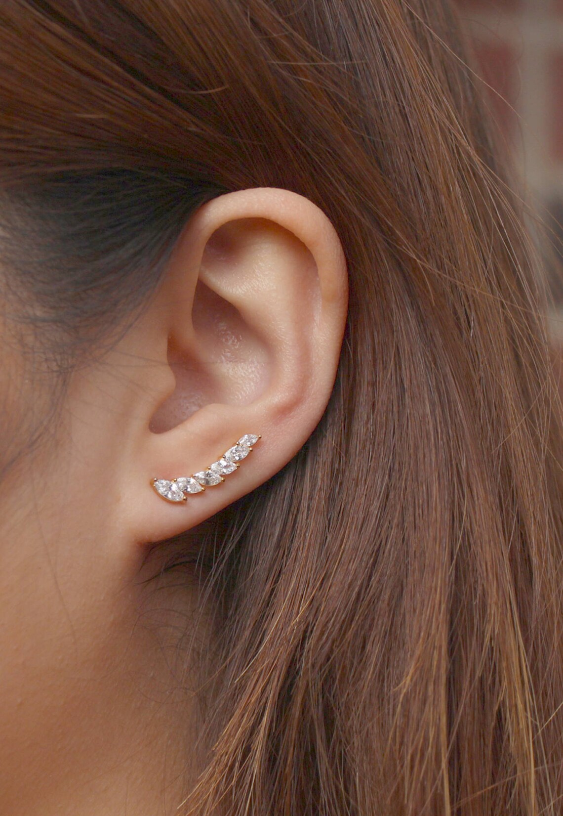 Minimalist Teardrop Ear Crawler Marquise Ear Climber - Etsy