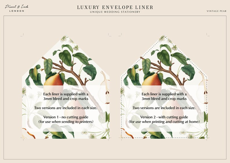 Printable Luxury Envelope Liners, DIY Wedding Invitations, C5/A5, 5x7 ...