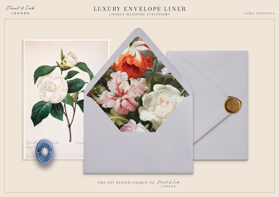 Printable Luxury Envelope Liners, DIY Wedding Invitations, C5/A5, 5x7 ...