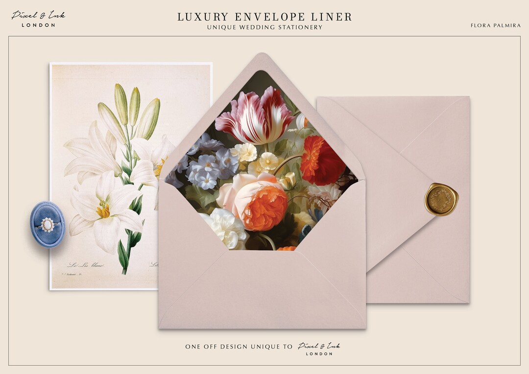 Printable Luxury Envelope Liners, DIY Wedding Invitations, C5/A5, 5x7 ...