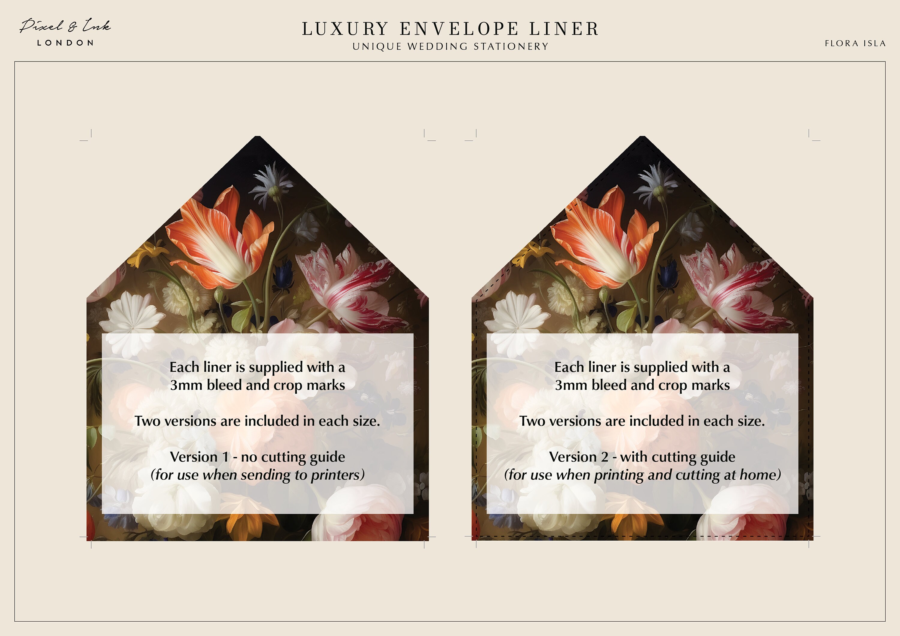 Printable Luxury Envelope Liners, DIY Wedding Invitations, C5/A5, 5x7 ...