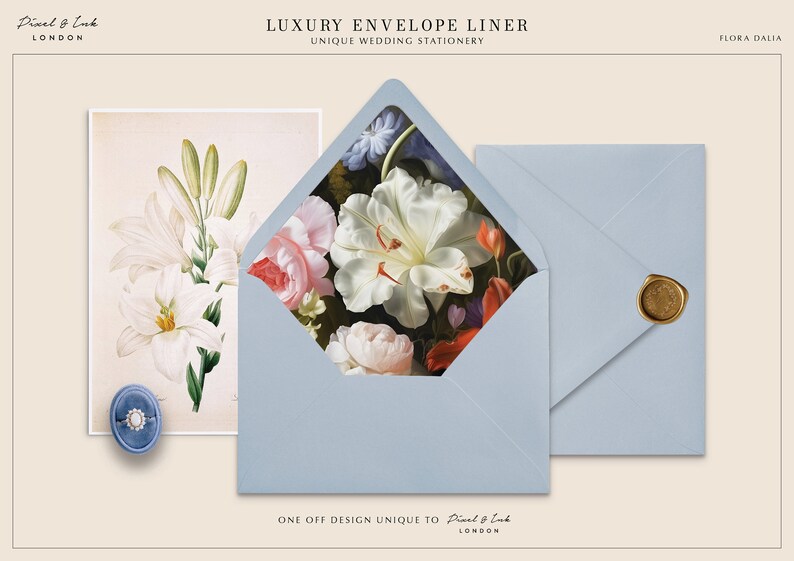 Printable Luxury Envelope Liners, DIY Wedding Invitations, C5/A5, 5x7 ...