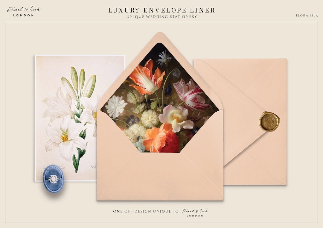 Printable Luxury Envelope Liners, DIY Wedding Invitations, C5/A5, 5x7 ...