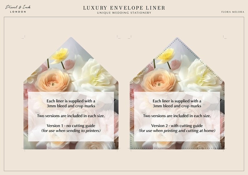 Printable Luxury Envelope Liners, DIY Wedding Invitations, C5/A5, 5x7 ...