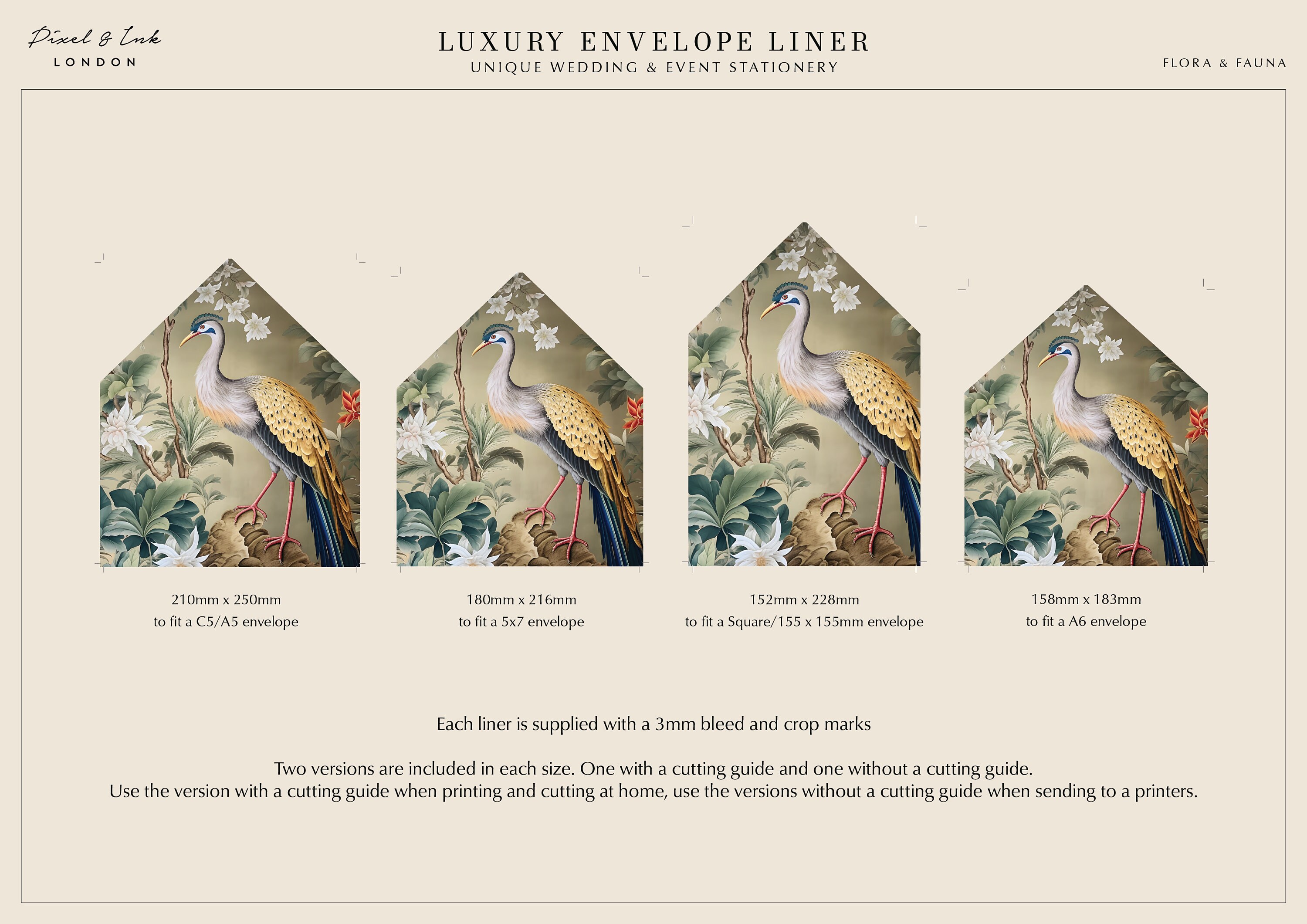 Printable Luxury Envelope Liners, DIY Wedding Invitations, C5/A5, 5x7 ...