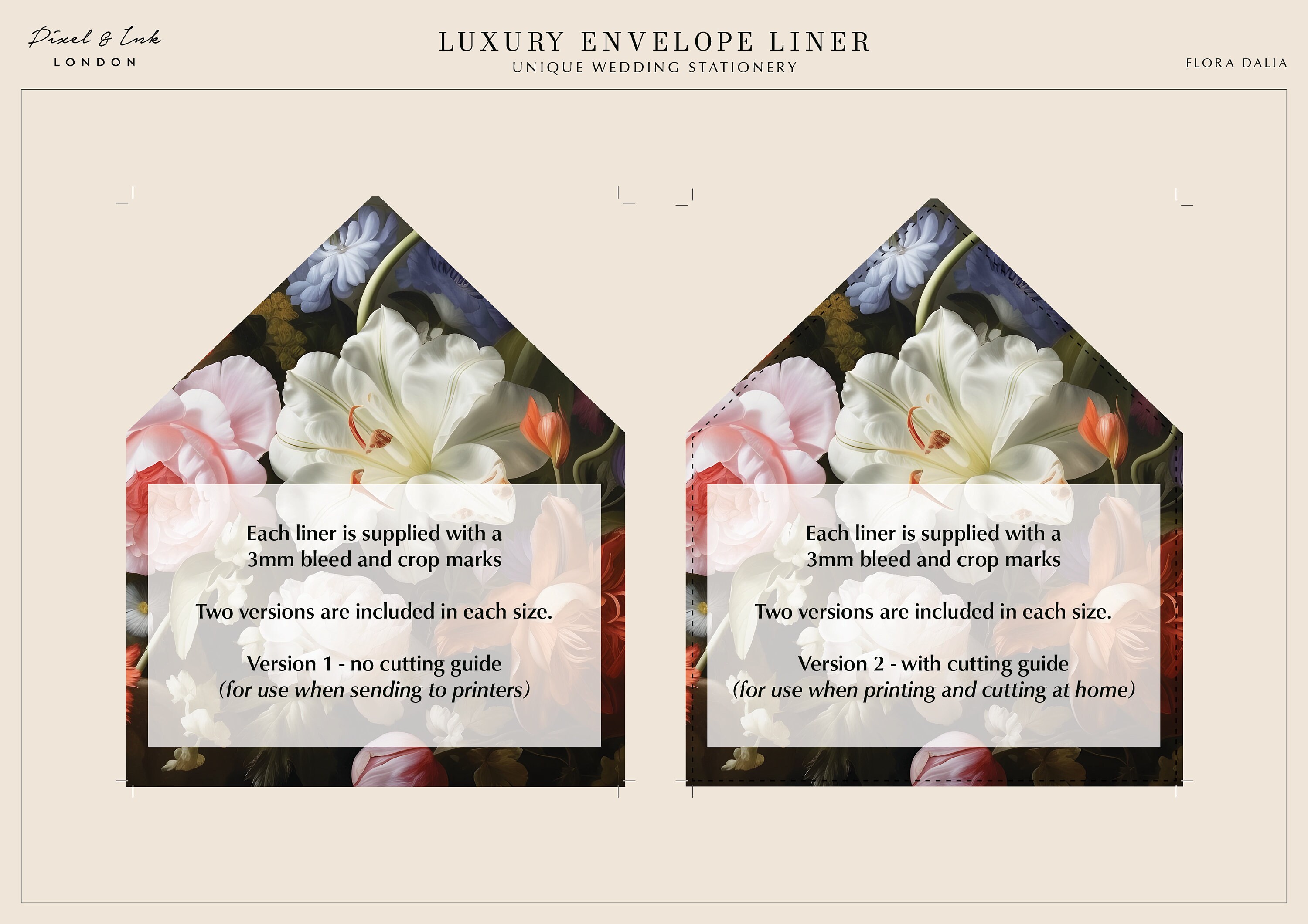 Printable Luxury Envelope Liners, DIY Wedding Invitations, C5/A5, 5x7 ...