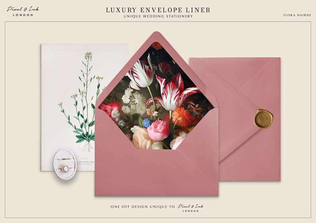 Printable Luxury Envelope Liners, DIY Wedding Invitations, C5/A5, 5x7 ...