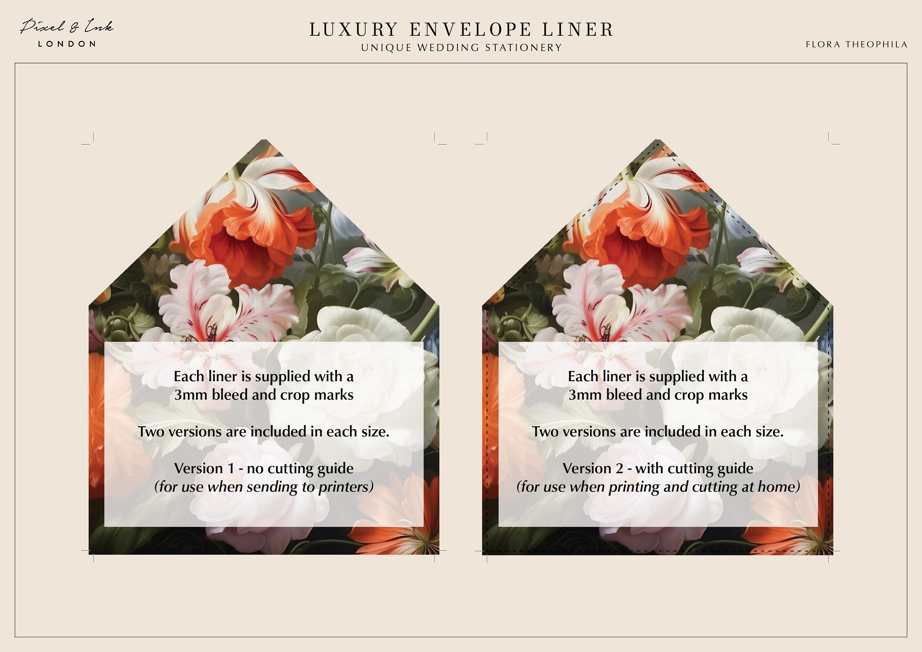Printable Luxury Envelope Liners, DIY Wedding Invitations, C5/A5, 5x7 ...