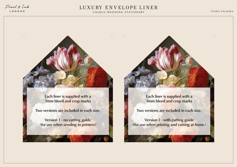 Printable Luxury Envelope Liners, DIY Wedding Invitations, C5/A5, 5x7 ...