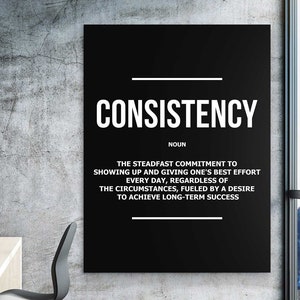 Consistency Motivational Wall Commitment Sign, Dedication Quotes ...