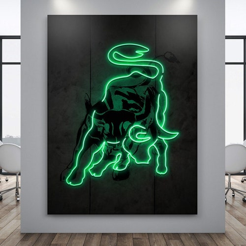 Trading Bull Art Canvas Print Office Decor Trader Money Never - Etsy