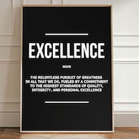 Excellence Definition Print, Excellence Definition Art Poster ...