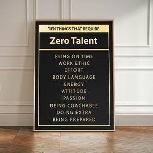 Zero Talent Inspirational Modern Art Canvas Print Wall Art Office Decor ...
