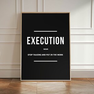 Execution Inspirational Canvas Print Motivational Wall Office Decor Art ...