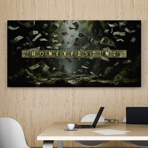 Manifest Wealth Canvas Print Millionaire Mindset Wall Art, Money Rain ...