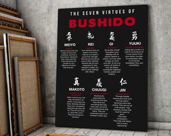 The Seven Virtues of Bushido Wall Art Japan Samurai Framed Poster ...