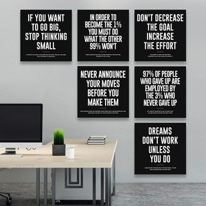 6x Motivational Wall Art Set, Entrepreneur Mindset Poster, Success ...