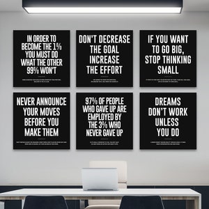 6x Motivational Wall Art Set, Entrepreneur Mindset Poster, Success ...