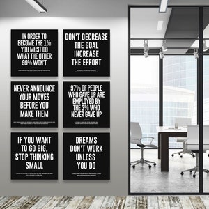 Entrepreneur Success Office Decor Set, 6 Motivational Canvas Prints ...