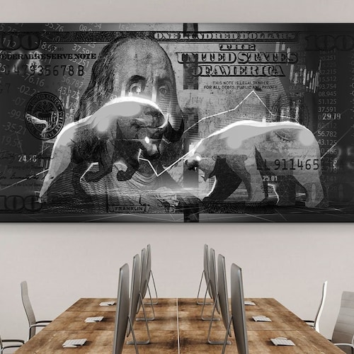 Trading Bull Art Canvas Print Office Decor Trader Money Never - Etsy