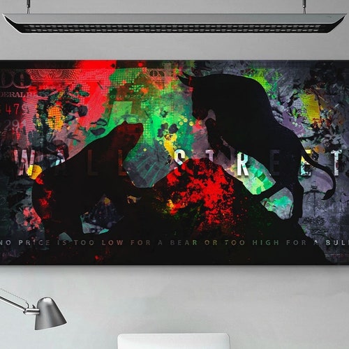 Trading Bull Art Canvas Print Office Decor Trader Money Never - Etsy
