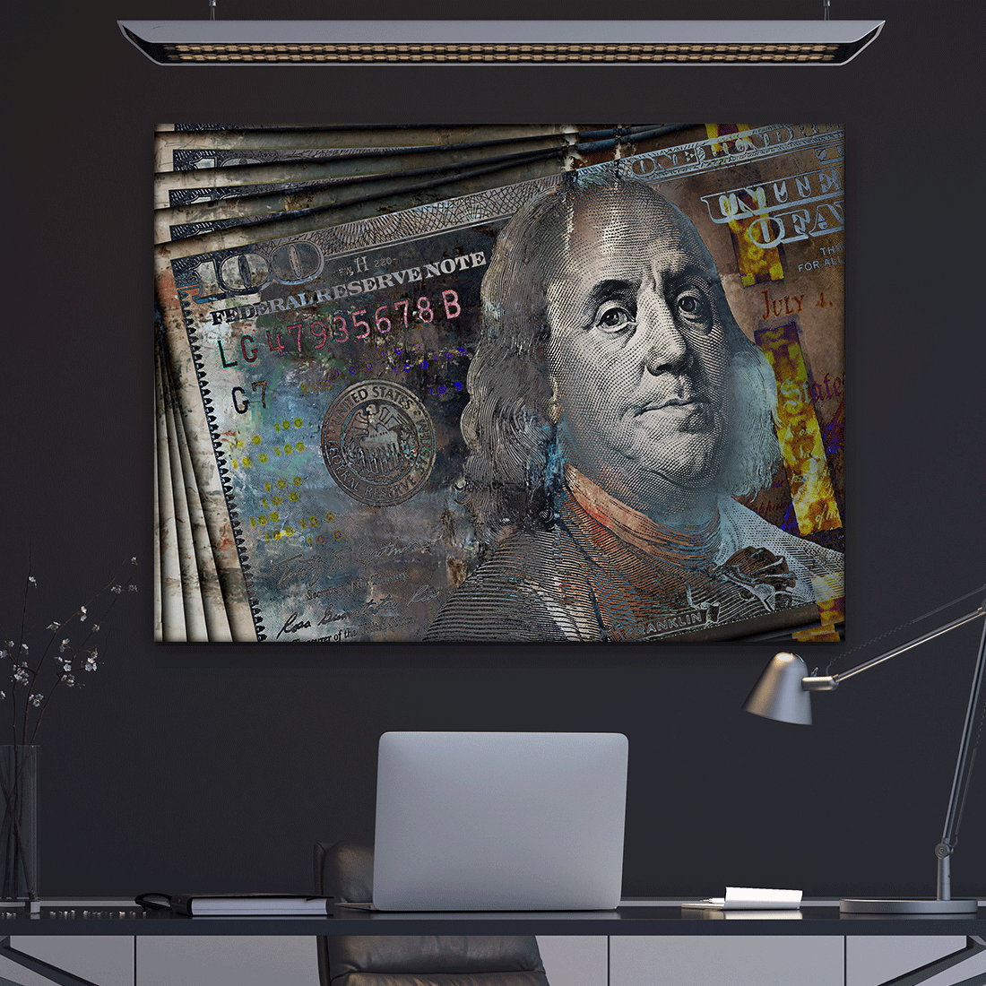 100 Dollar Bill Canvas Print Wall Art Office Decor / Money Art | Etsy