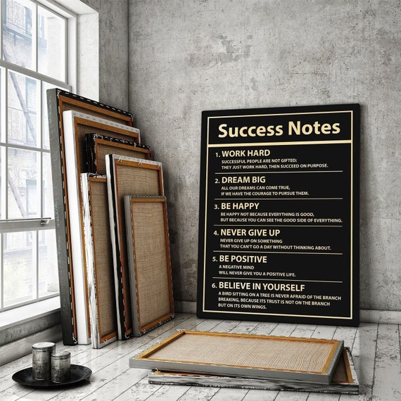 Success Notes Motivational Wall Art Office Decor Canvas Print | Etsy