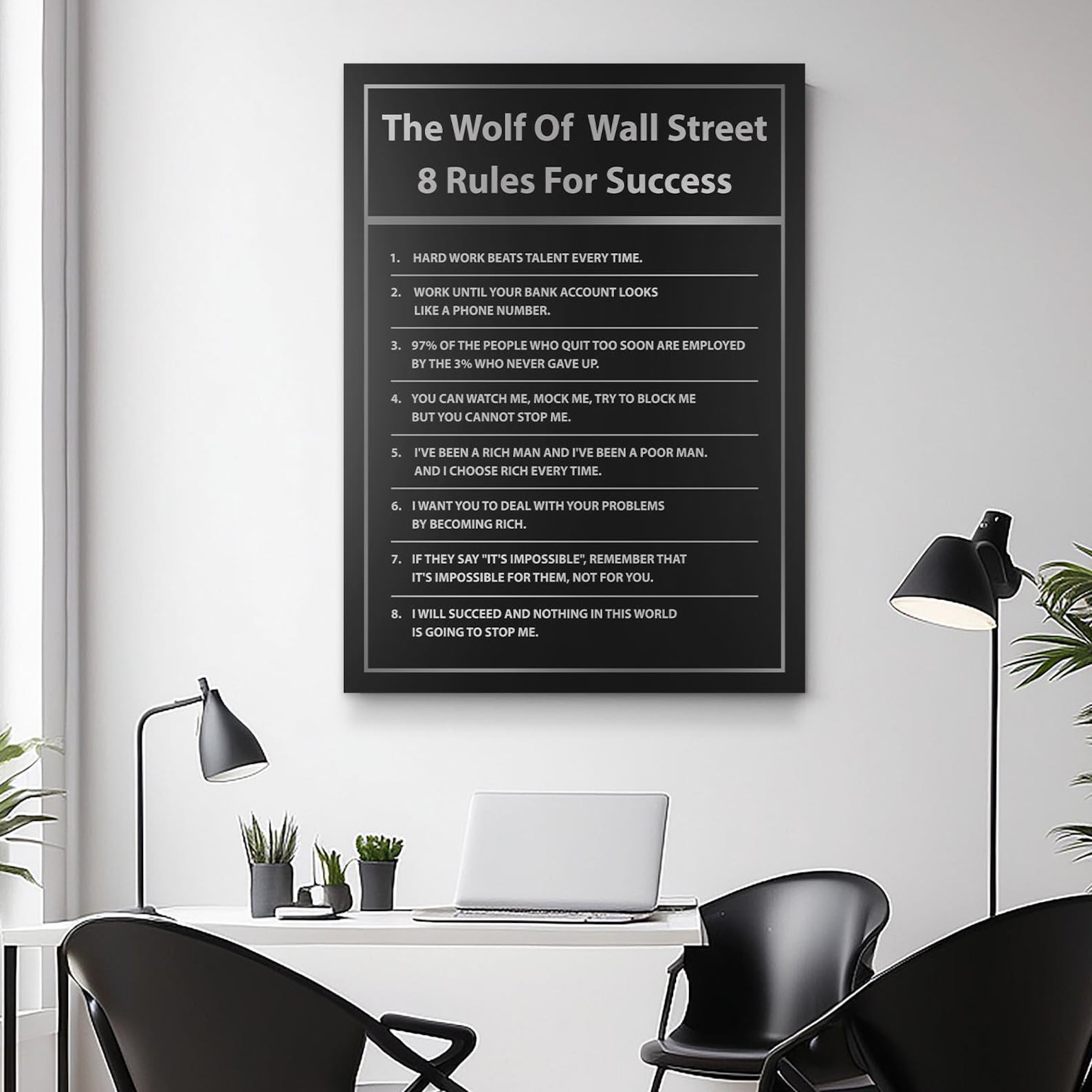 Money Mindset Wall Art, Success Quotes Poster, Motivational Office ...