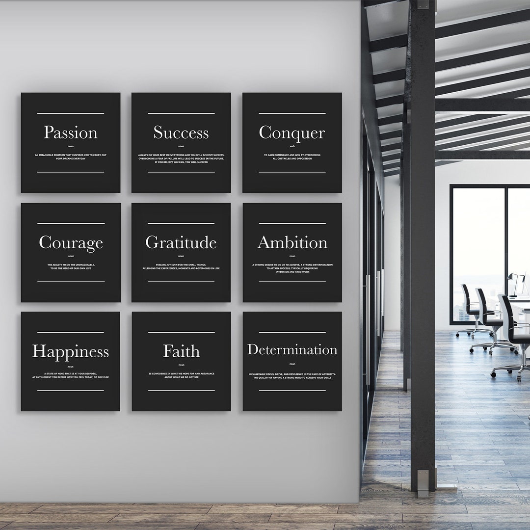 9-piece Inspirational Definitions Bundle Motivational Wall Canvas ...