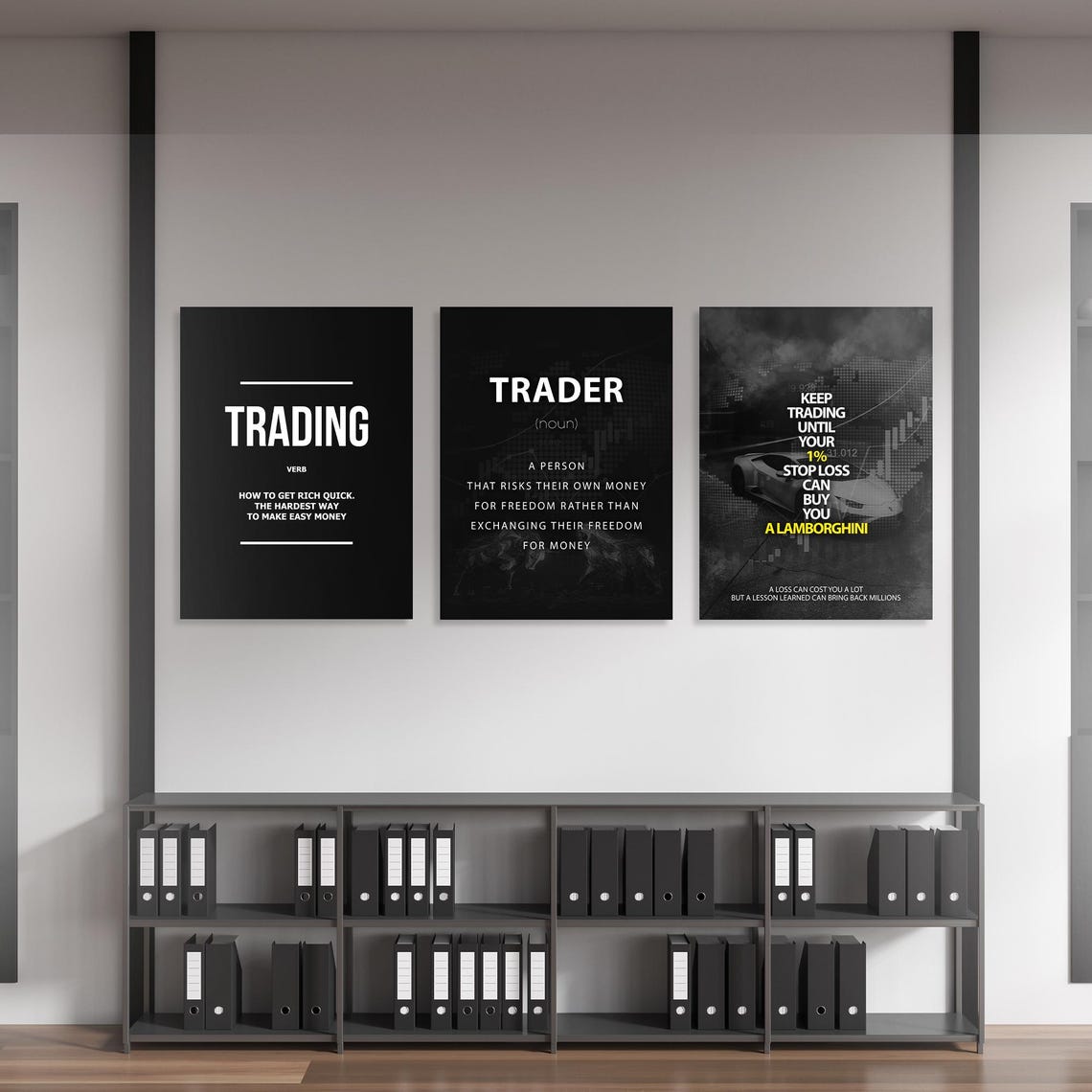 3x Trader Mindset Wall Art Bundle | Trading Quotes Canvas Print | Stop ...