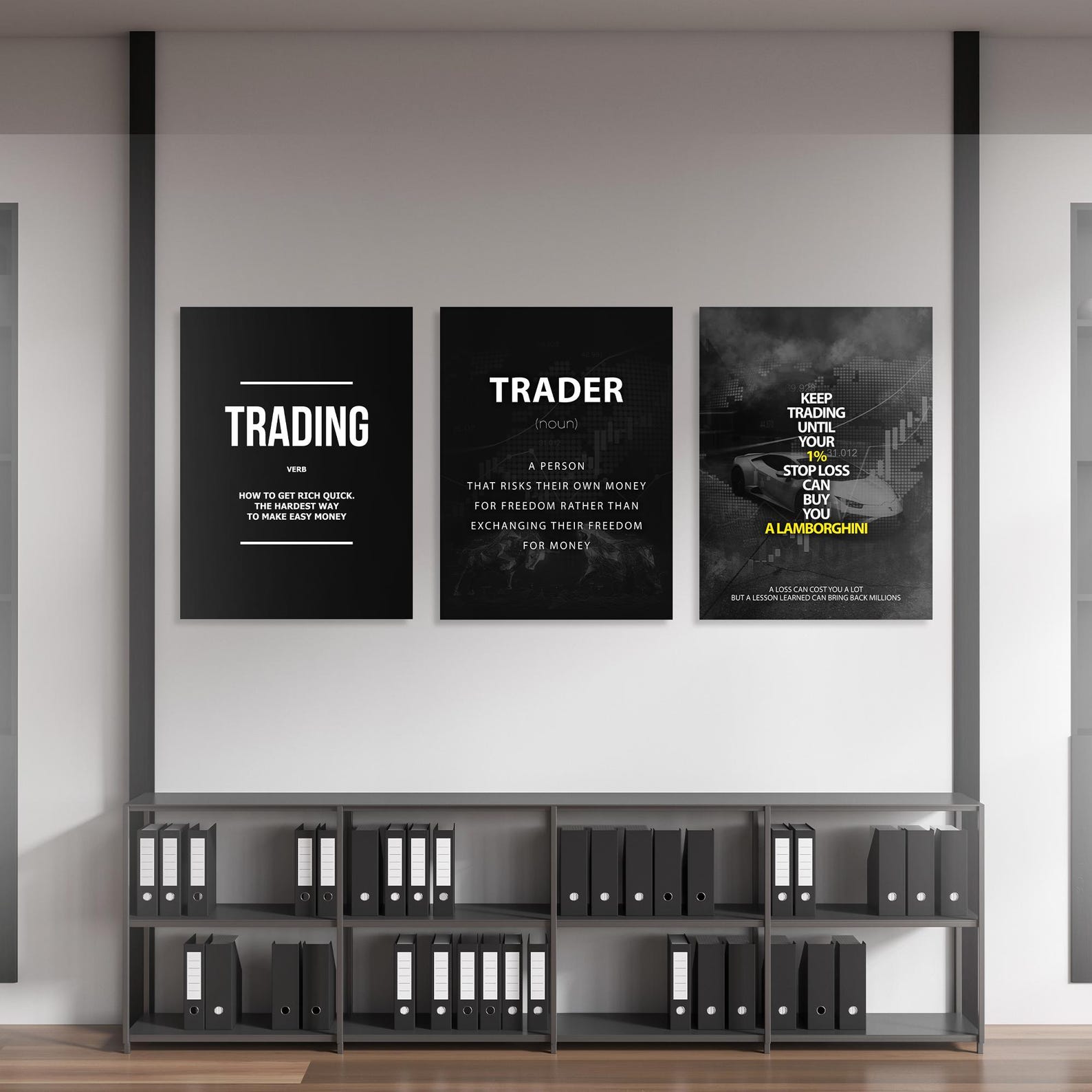 3x Trader Mindset Wall Art Bundle | Trading Quotes Canvas Print | Stop ...