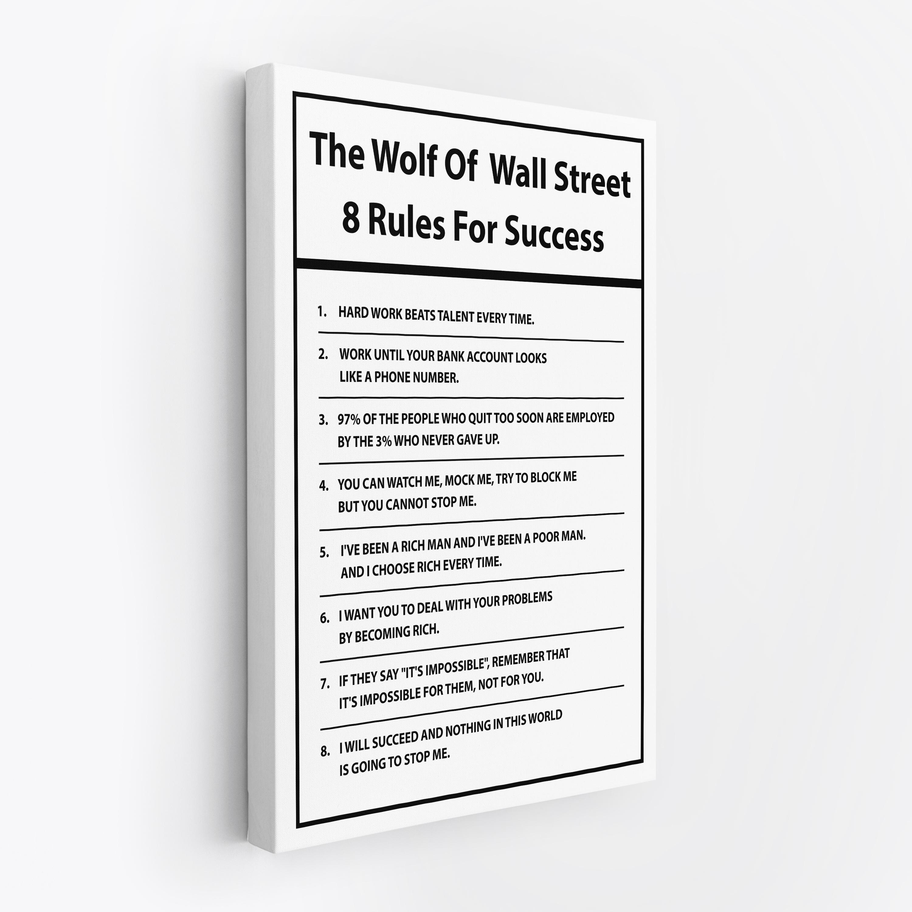 Wolf of Wall Street Rules Poster – Motivational Digital Download Wall ...