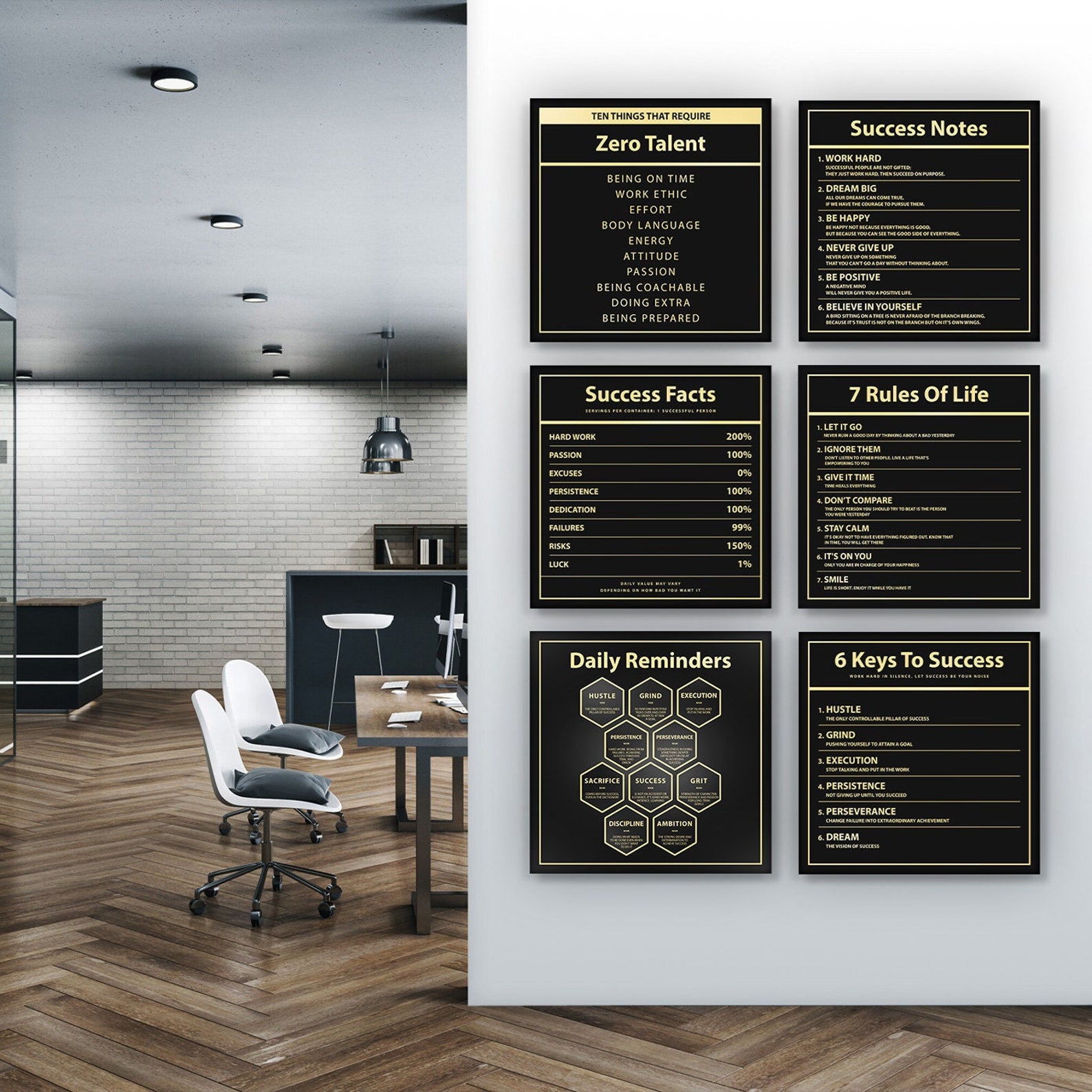6x Success Office Decor Motivational Wall Art Canvas Prints - Etsy
