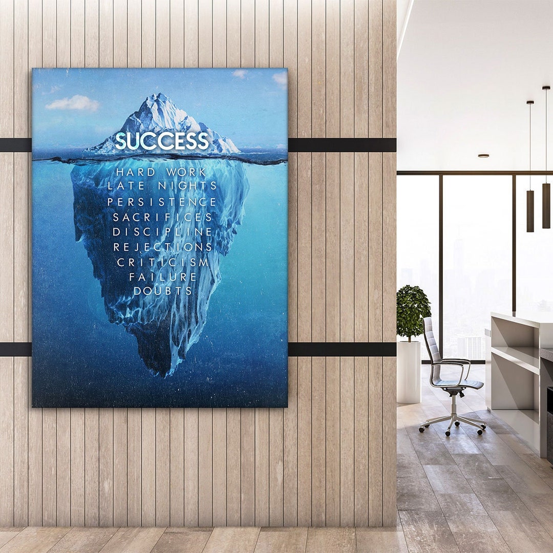 Iceberg Success Wall Art Motivational Poster, Hard Work Discipline ...
