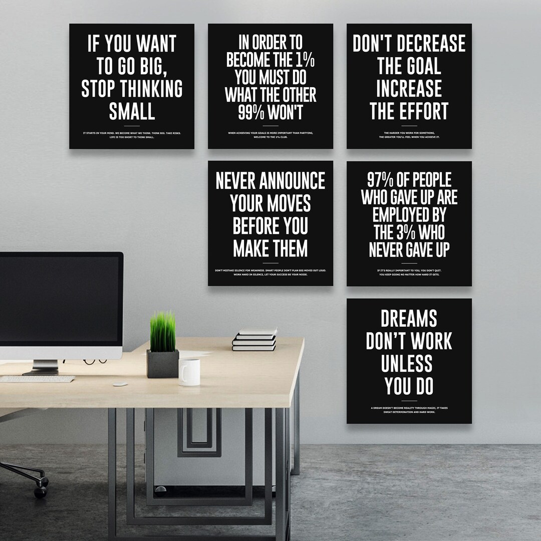 Entrepreneur Success Office Decor, 6 Motivational Canvas Prints Modern ...