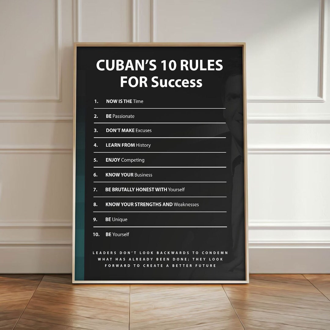 10 Rules for Success Wall Art | Motivational Canvas Print ...