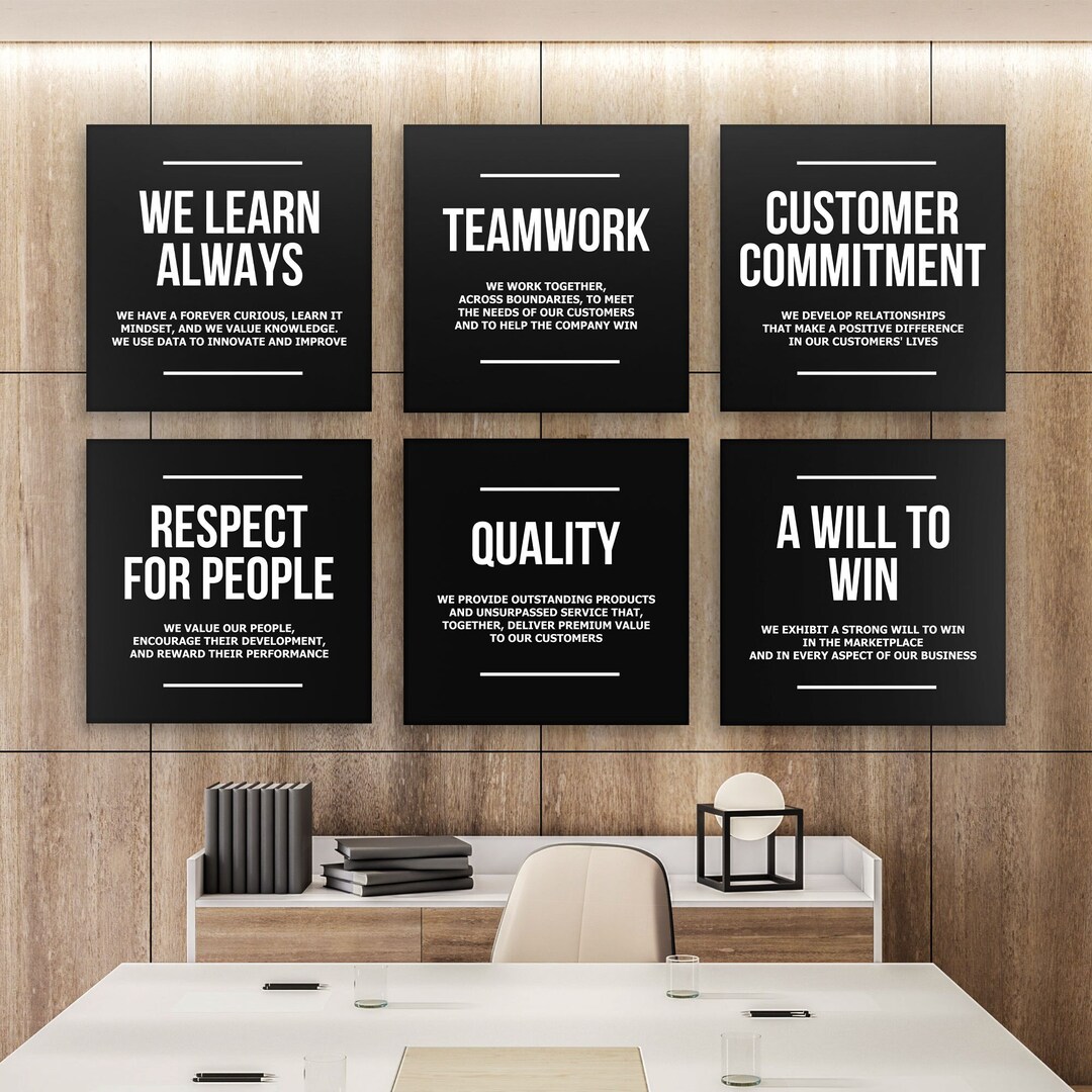 Inspirational Wall Art for Office Decor - Company Core Values Wall Art ...