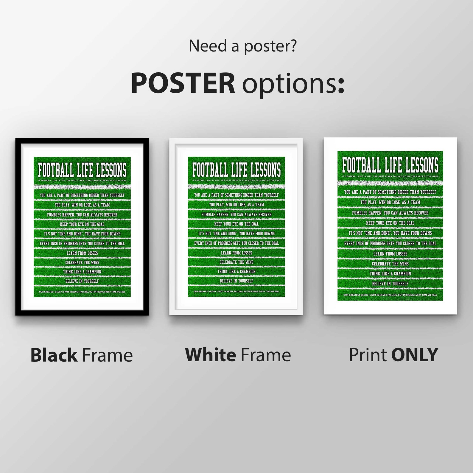 Football Life Lessons Wall Art Soccer Game Sports Quote Poster - Etsy