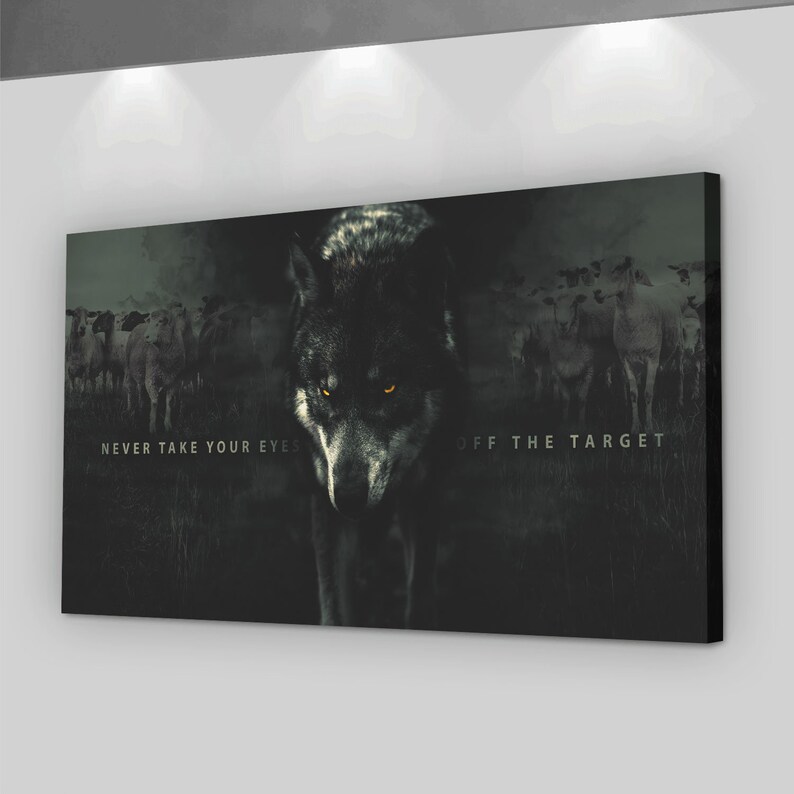 Wolf Hunting Motivational Wall Art Wolve Sign Quote Office - Etsy