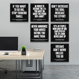 Entrepreneur Success Office Decor Set, 6 Motivational Canvas Prints ...