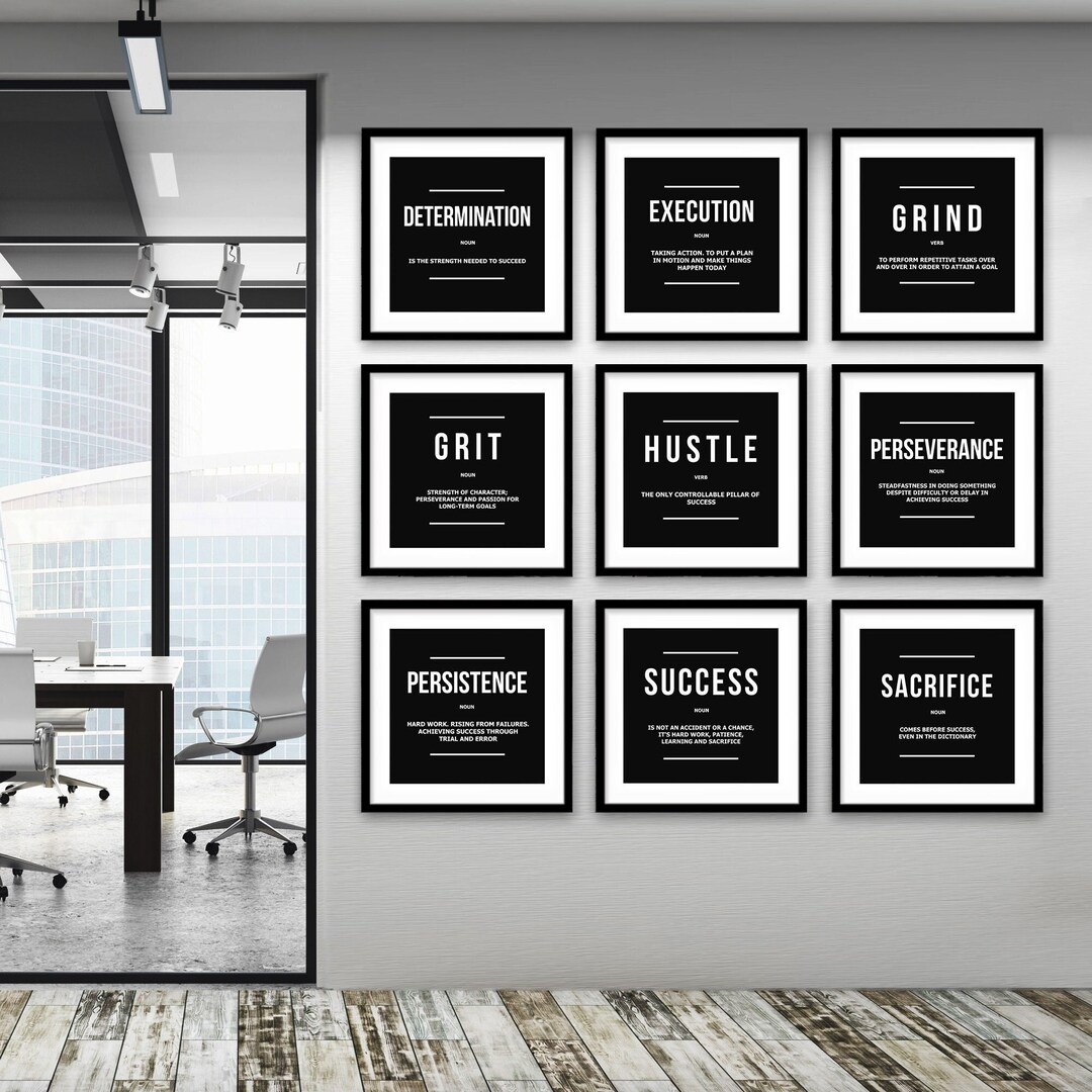 9 Pieces Framed Posters Office Decor Motivational Wall Art Entrepreneur ...